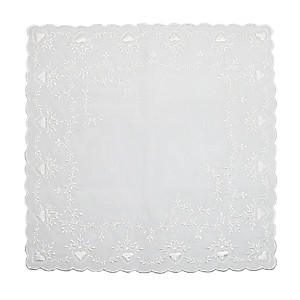 CTM® Women's Soft Cotton Bridal Heart Embroidered Handkerchief, White