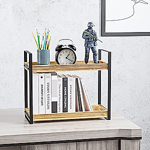 AieeJL 2-Tier Countertop Organizer for Bathroom Counter,Finished Wood Vanity Tray Holder,Cosmetic Storage Shelf, Perfect as Kitchen Snack Spice Rack and Coffee Station Organization