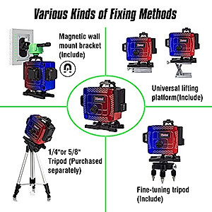 Zistel 16 Lines Laser Level Self Leveling, 4x360° 4D Green Cross Line, Laser Level for Construction with 2x360° Vertical 2x360° Horizontal, Li-ion Battery and Remote Controller Included
