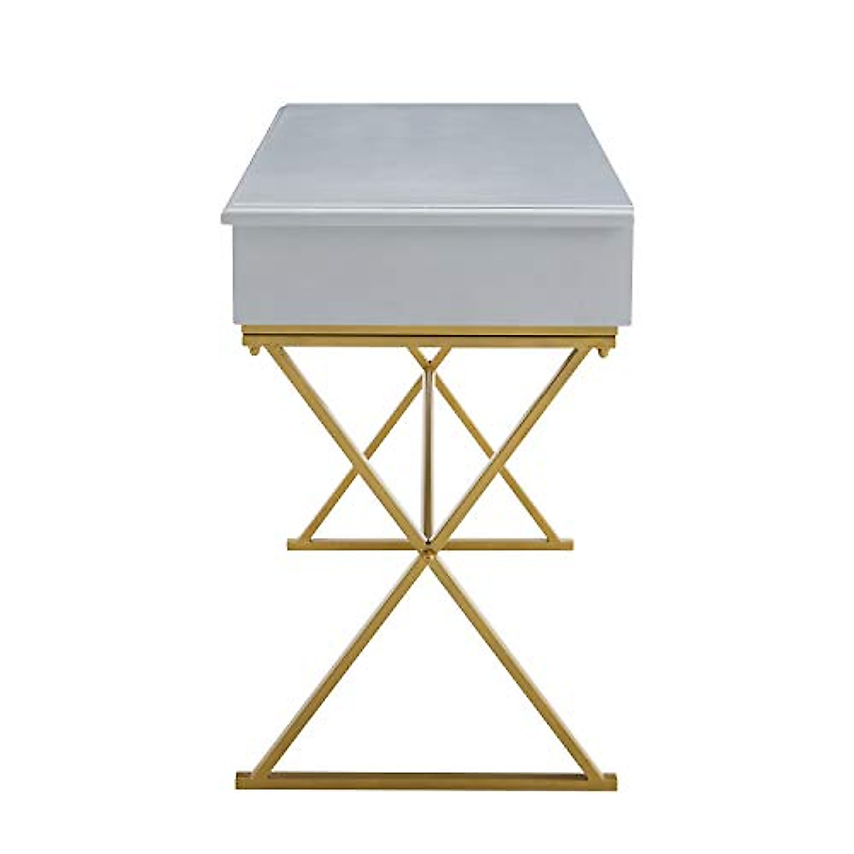 Linon Two-Drawer Grey and Gold Campaign Harli Desk