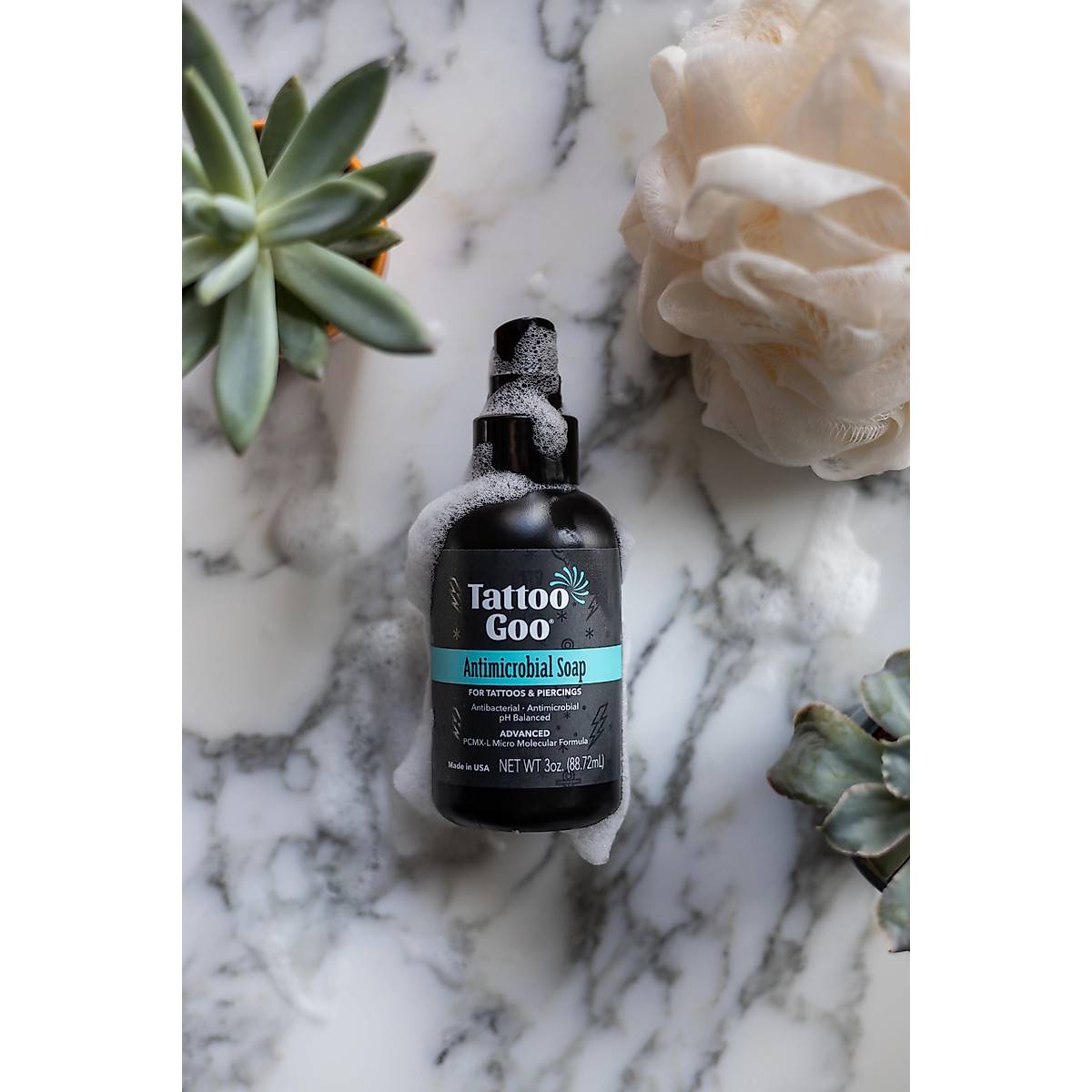 Tattoo Goo Deep Cleansing Soap, Disinfecting Tattoo and Piercing Aftercare - Moisturizing Olive Oil, Alcohol and Fragrance Free - 3 oz