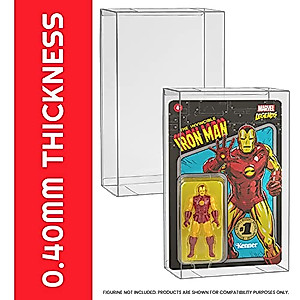 EVORETRO Action Figure Protective Display Case for 3.75 inches Star Wars, Marvel Legends & GI Joe Carded Toy Figurine - 10 Pack - Clear Thick PET Plastic Case Protector - Shallow, 30MM