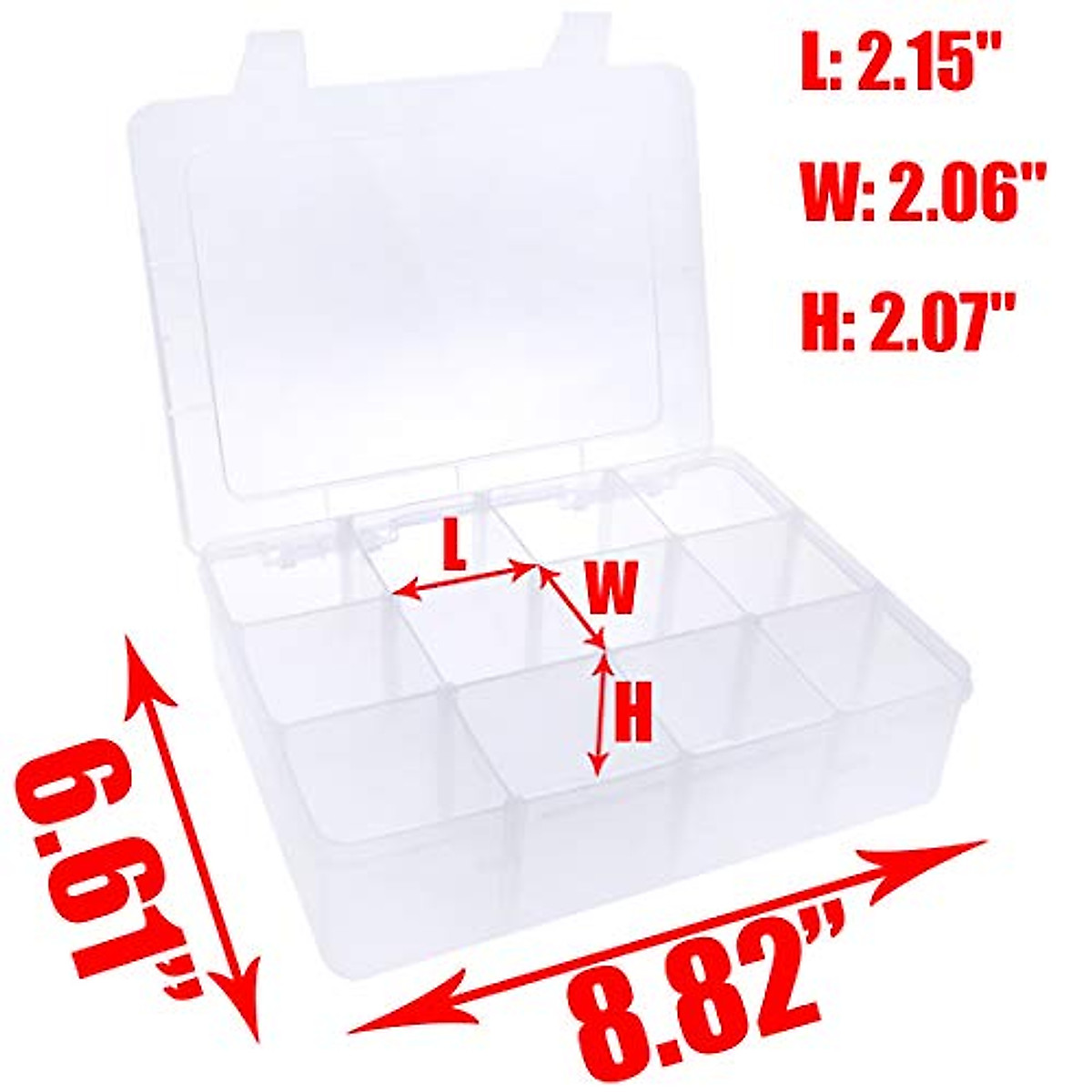 Xiaoyztan 12 Grids Adjustable Hard Plastic Component Case with Removable Dividers for Items Organizing Storing