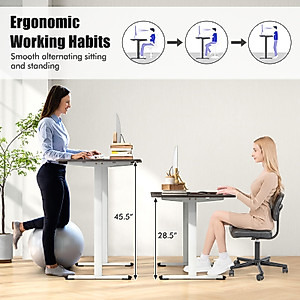 Tangkula 55 x 28 Inch Large Electric Standing Desk, Height Adjustable Sit to Stand Desk with Powerful Motor & Anti-Collision Design, Ergonomic Stand Up Workstation with Metal Frame, Home Office Desk