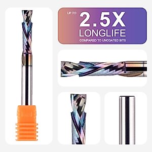 SpeTool Compression Router Bit 1/4 Inch Shank 1 Inch Cutting Length with Coated Carbide Spiarl Up Down CNC Router Bit for Woodworking Tool