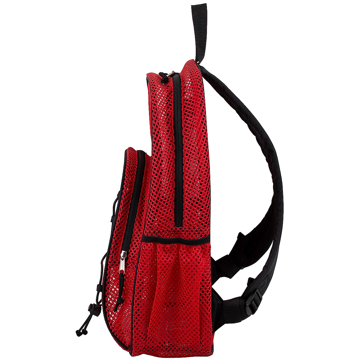 Eastsport Mesh Hiking Backpack Lightweight Bungee See Through for Travel, College, Swim, Gym Bag with Adjustable Padded Shoulder Straps, Red
