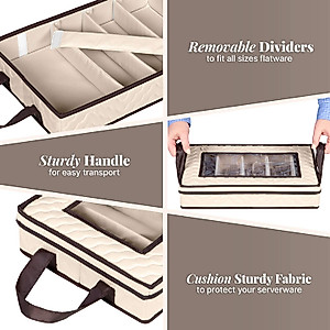 Flatware Storage Case - Tableware Utensil Chest - Durable 5 Compartment Silverware Container with Removable Lid and Easy to Carry Handles - Large Capacity Keeps Your Cutlery Organized and Protected