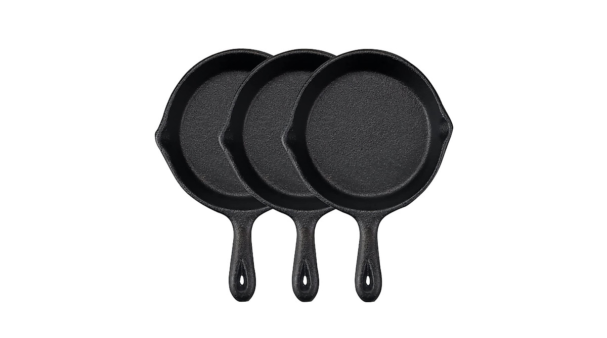 GothaBach 3 Pack Mini Cast Iron Skillets - Versatile Cooking