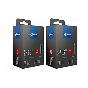Schwalbe SV13 01150102C Inner Tubes 26 Inches Presta Valve (Pack of 2), Black