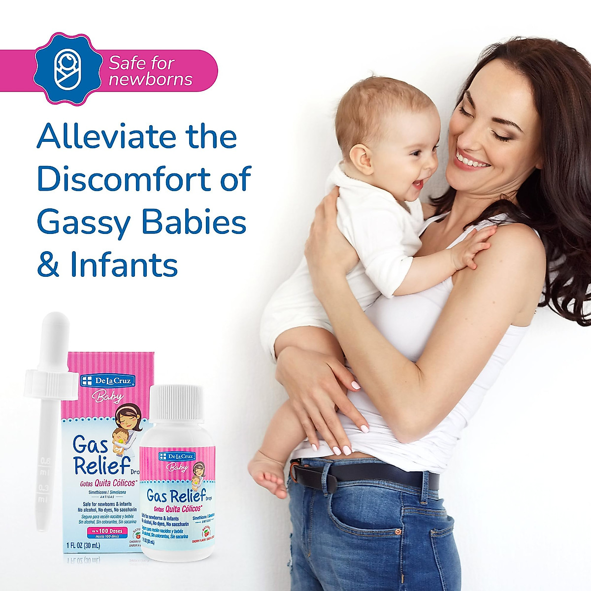 De La Cruz - Gas Drops for Babies and Baby Diaper Rash Cream with Zinc Oxide Bundle