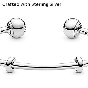 Pandora Moments Sterling Silver Open Bangle for Women - Compatible Moments Charms - Sterling Silver Bracelet - Gift for Her - 6.9"