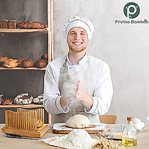 Pristine Bamboo Bamboo Bread Slicer for Homemade Bread Loaf – 3 Thickness Size – Foldable Compact Chopping Cutting Board with Crumb Tray – Ideal for Homemade Bread, Cake, Bagels