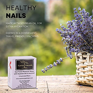Karma Organic Natural Nail Polish Remover Wipes with Soybean and Lavender Oil, 100% Soy Based, Non-Toxic, Vegan, Cruelty-Free – Pack of 10