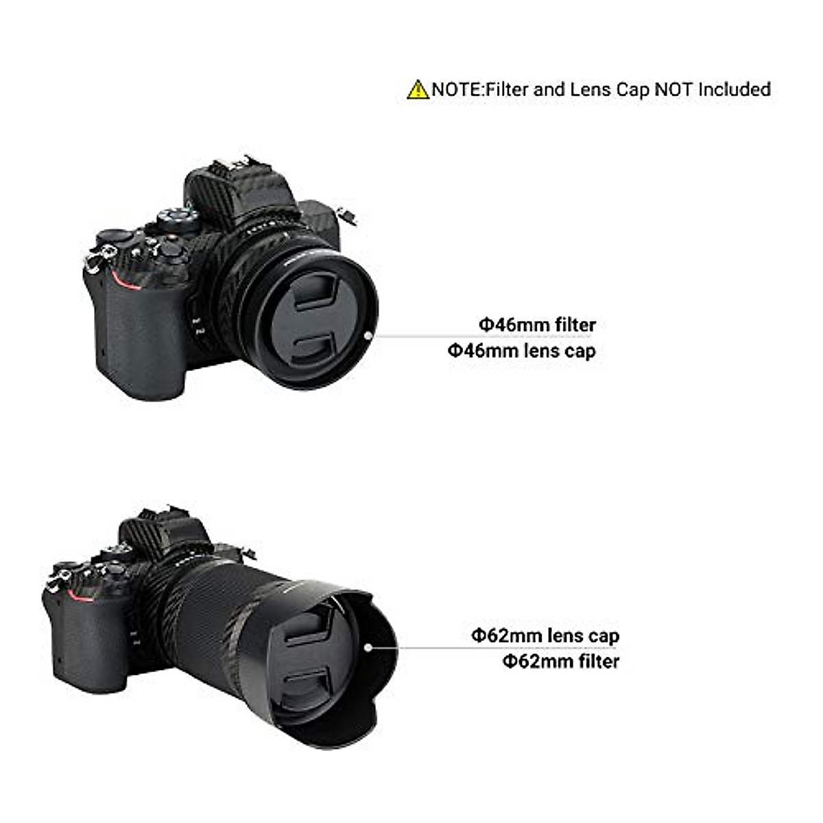 (1+1) Screw on + Bayonet Lens Hood Shade for Nikon Z30 Z50 Z fc Dual Lens Kit (Nikkor Z DX 16-50mm & 50-250mm) Replaces HN-40 and HB-90A Lens Hood