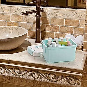 Jucoan 3 Pack Plastic Storage Latch Bin with Lid, 2.5/4.5/8.5 Quart Stackable Plastic Storage Bin Tote Organizing Container with Latches and Folding Handle for Toys, Snacks, Stationary