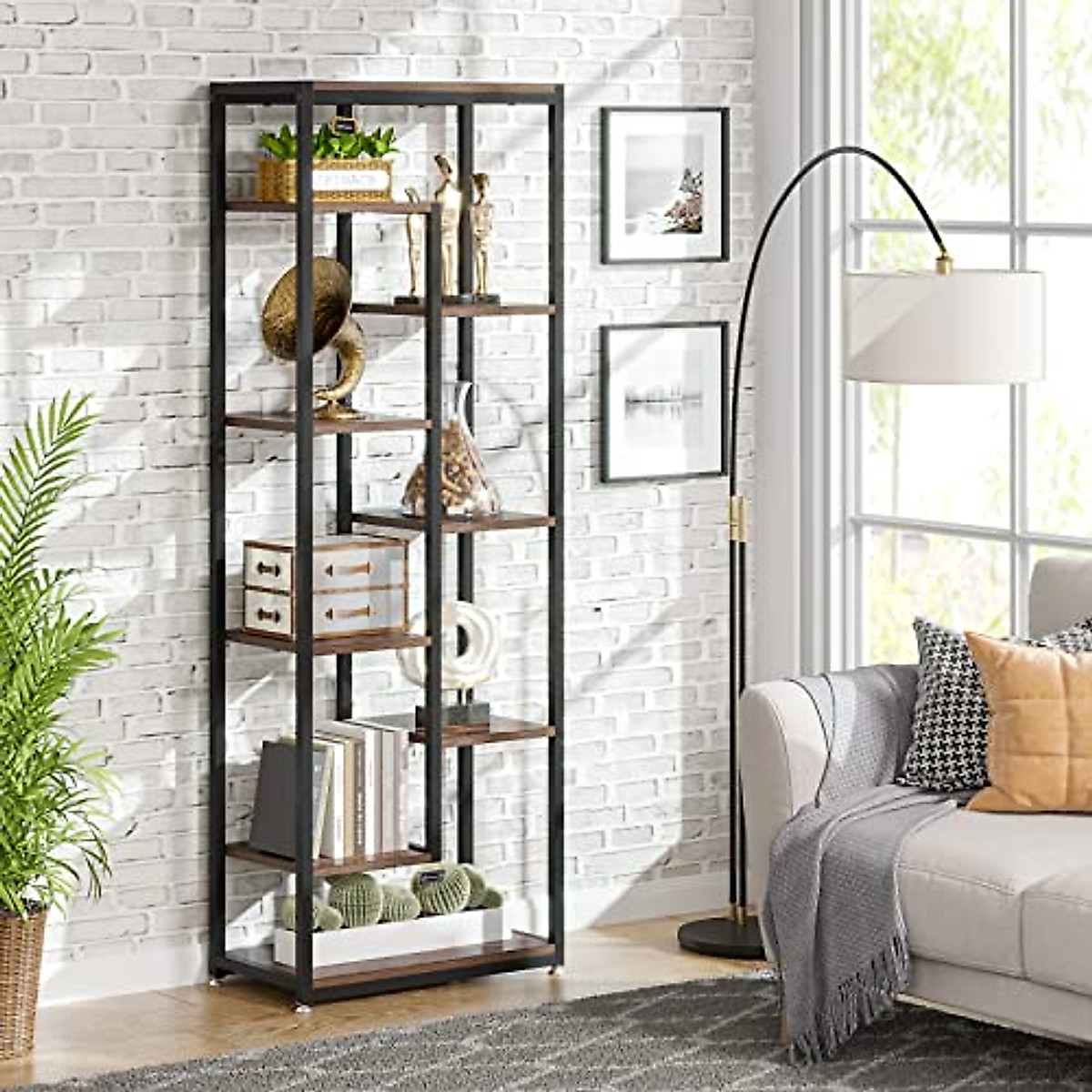 Tribesigns 70.8 Inch Tall Bookshelf, 8-Tier Industrial Open Bookcase, Metal Etagere Bookcase Storage Display Shelf Unit for Living Room Bedroom Home Office (1)