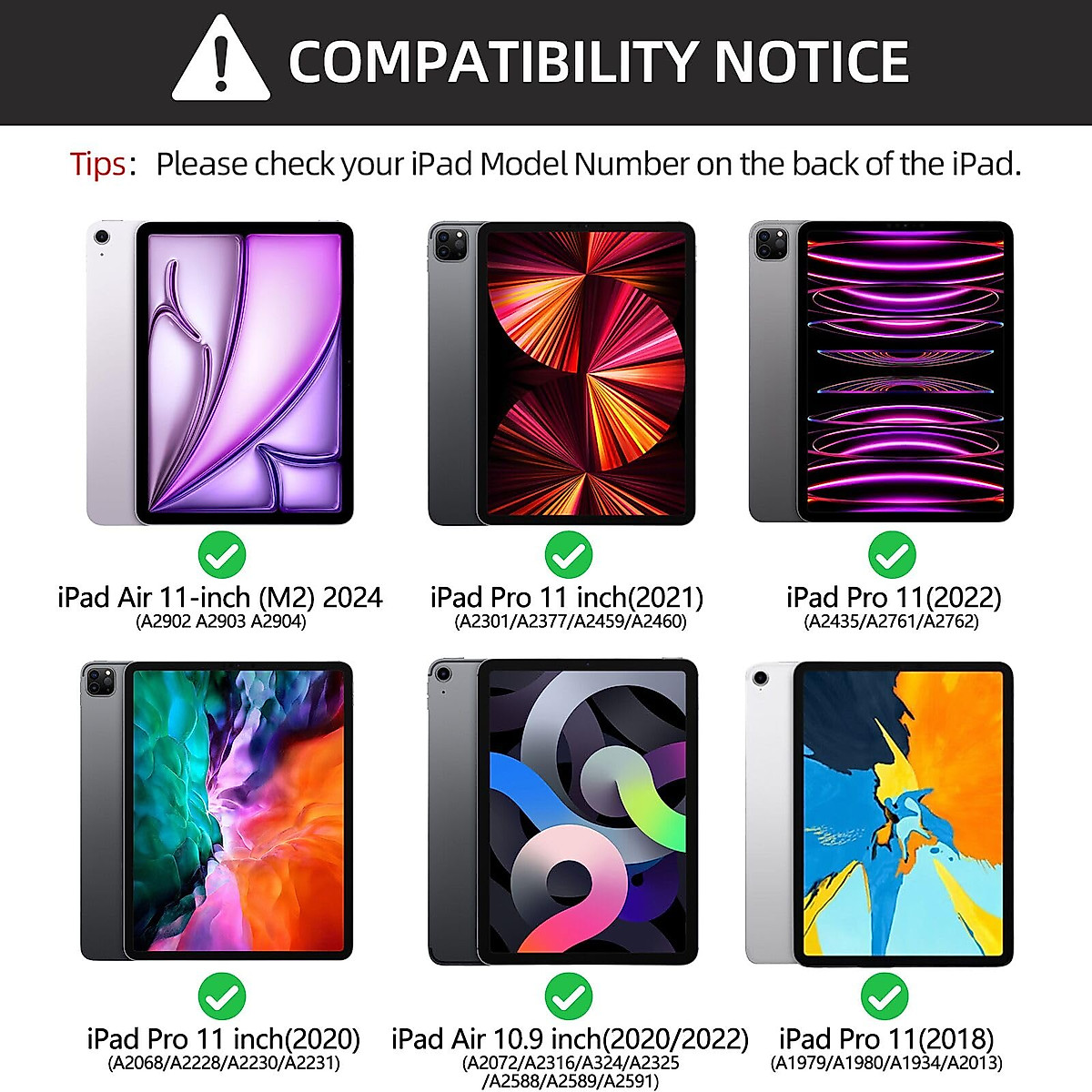 Keyboard Case for iPad Air 11 inch (M3 2025 / M2 2024) & iPad Pro 11 inch (4th/3rd/2nd/1st) Gen - Magnetic Detachable Bluetooth Keyboard with Pencil Holder for 10.9" iPad Air 4th/5th Gen (Black)