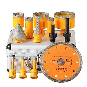 HASFER 13Pcs Diamond Core Drill Bits Set,Vacuum Brazed Hole Saw Kit 5/8"-11 Thread for Marble Ceramic Porcelain Tile Tools Kit