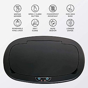 Payhere Kitchen Trash Can for Bathroom Office Home, Powered by Batteries (not Included) (13 Gallon Trash Can (Black))