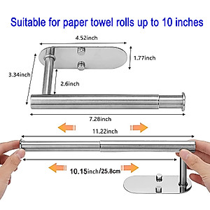 NHZNJK Retractable Paper Towel Holder, Stainless Steel Paper Towel Rack Under Cabinet and Wall Mount, Hand Towel Holder, Paper Towels Rolls for Kitchen,Multipurpose Self Adhesive or Screw Drilling