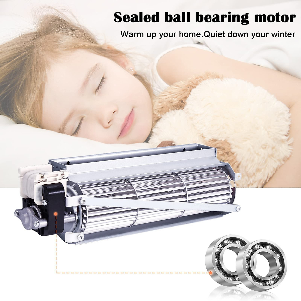 Hiorucet FK12 Fireplace Blower Fan Kit for Majestic, Vermont Castings, Monessen, Temco, Rotom HB-RB12, GFK4, FK12, FK24 Replacement Fireplace Blower Fan. Ball Bearing, Quiet, High Air Flow.