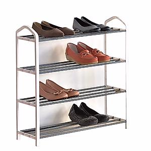 4 Tier Heavy Duty Metal Shoe Rack Stand Shelf Shelving Hallway,Bedroom,Bathroom,Living Room Organizer Holder Storage for 12 Pairs Shoes