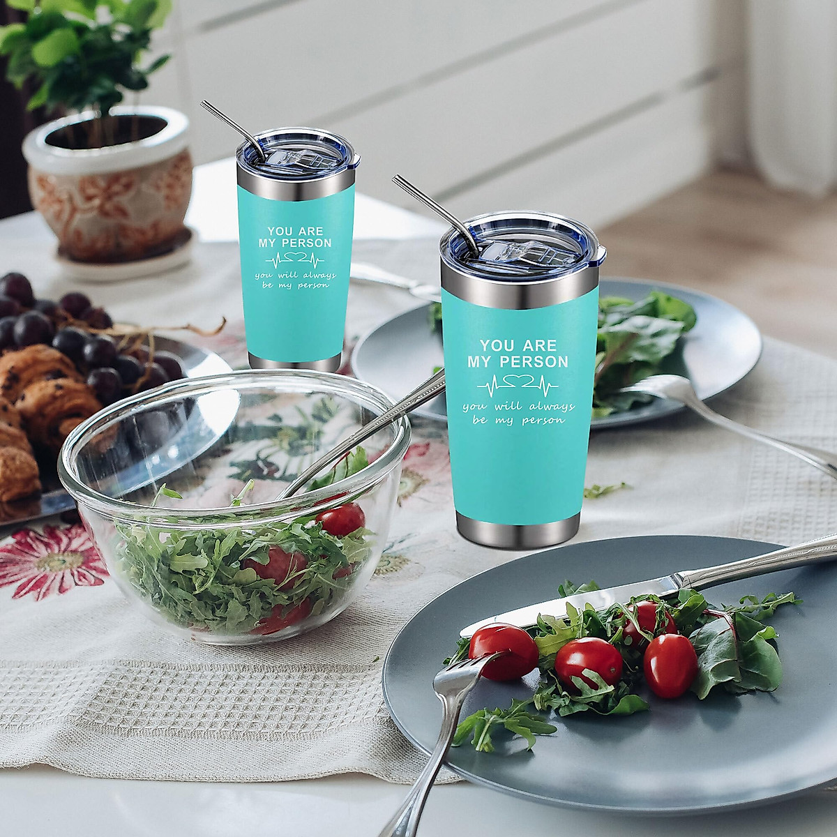 ATHAND Greys Anatomy Stainless Steel Tumbler with Straw Lid 20oz - You Are My Person Green Vacuum Insulated Tumbler Coffee Cup Double Wall Travel Mug Valentines Bday Gifts for Friends,1 Pcs