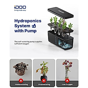 iDOO WiFi Hydroponics Growing System with APP Controlled, Indoor Herb Garden with Pump, Auto-Timer Smart Garden, LED Grow Light for Home Kitchen Gardening, 8 Pods Germination Kit, Height Up to 13.6"