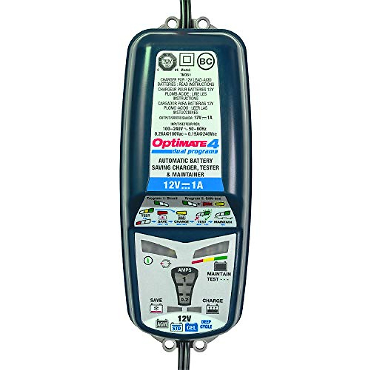 OptiMATE 4 CAN-bus edition, TM-351 8/9-step 12V 1A battery Saving charger-tester-maintainer