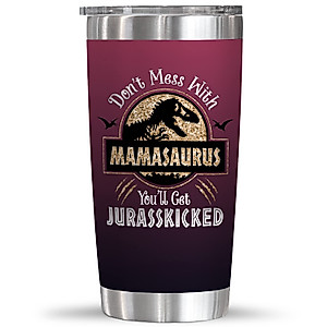 Gifts For Mom From Daughter, Friend Birthday, Christmas, Mothers Day Gifts For Mom, Mamasaurus Mom Tumbler Gifts, Presents For Mom, First Time, New Mom Gifts For Women, 20 Oz Stainless Steel Tumbler