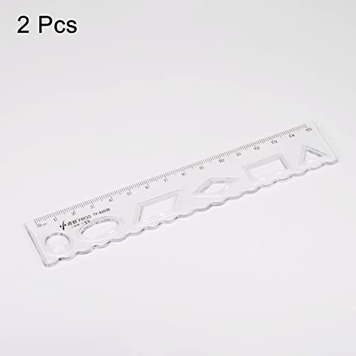 HARFINGTON 2pcs Straight Plastic Ruler 15cm Metric Plastic Clear Measuring Tool Hollow Design with Wavy Line for Classrooms Home Office, Transparent