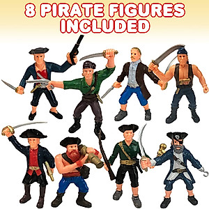 ArtCreativity Pirate Action Figure Playset, Set of 8 Legendary Plastic Figures in Assorted Poses, Cool Pirate Toy Set for Kids, Great Birthday Gift Idea for Boys and Girls
