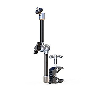 11" Camera Clamp Magic Arm Crab-Shaped Monitor Clamp with 1/4", 3/8" Threaded Holes Compatible with ATLI Gopro DSLR Camera LED Light Stabilizer
