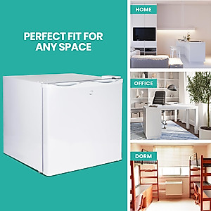 Koolatron Mini Upright Freezer 1.2 cu ft (34L) White, Manual Defrost, Space-Saving Flat Back, Reversible Door, Wire Shelf, for Apartment, Condo, Office, RV, Cabin, Dorm Room, Home Bar