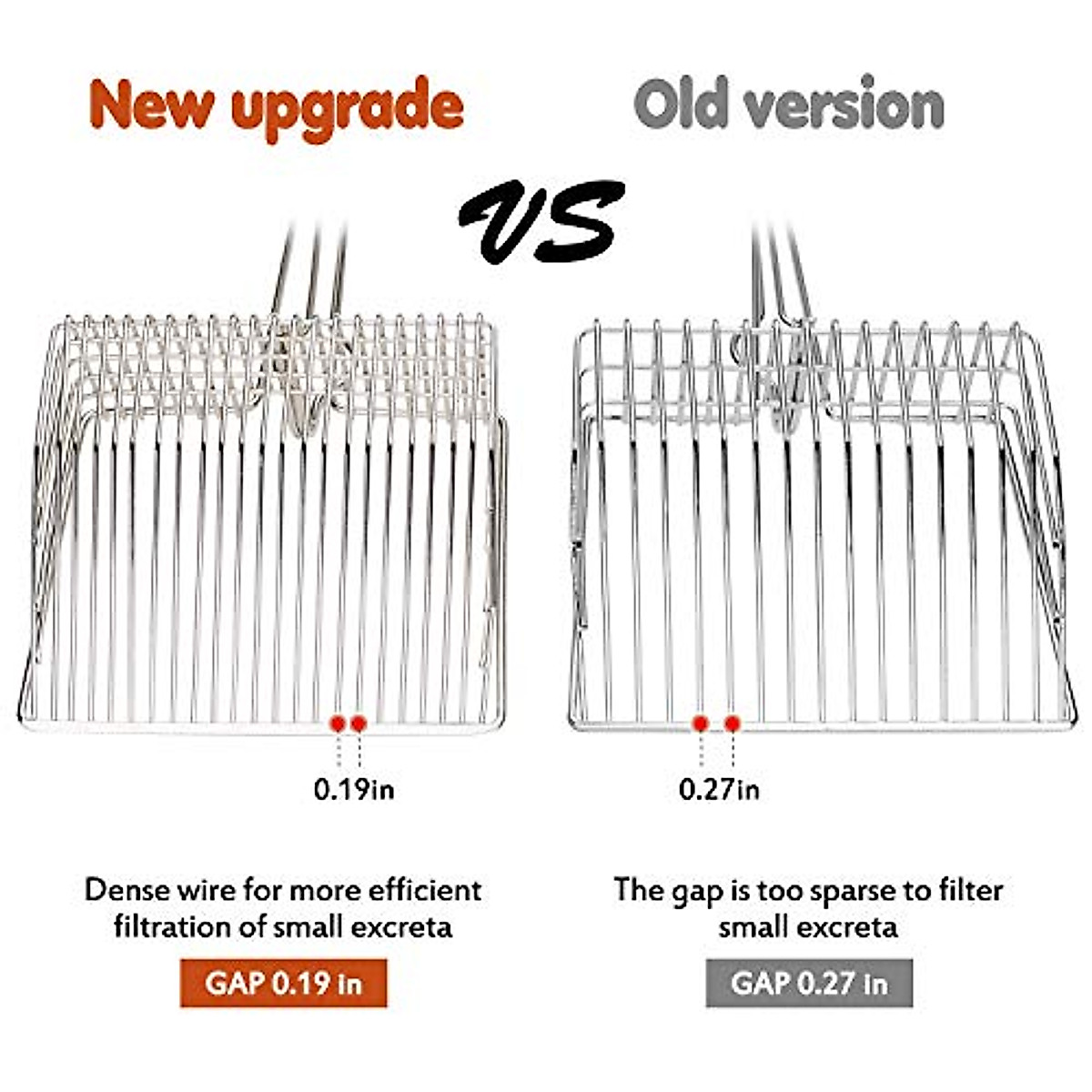 Ownpets Non-Stick Cat Litter Scoop with Foam Handle, Durable Coated Metal Litter Scooper with Deep Shovel, Carabiner & Comfy Foam Grip for Fast Sifting & Instant Cleaning