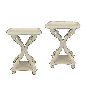 COZAYH Rustic Farmhouse Cottagecore Accent End Table X 2, Natural Tray Top Side Table Nightstand for Family, Dinning or Living Room, Handcrafted Finish, Modern, 19" L x 19" W x 25" H