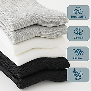 BISOUSOX Boys Socks 10-12 Years Old White School Dress Socks 6-8 8-10 Kids Athletic Socks Christmas Gift