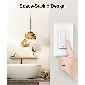 GHome Smart Dual Dimmer Switch Works with Alexa Google Home, Space Saving, 2.4GHz Wi-Fi Switch for Dimmable LED CFL INC Light Bulbs, Neutral Wire Required, Single-Pole (1 Pack)