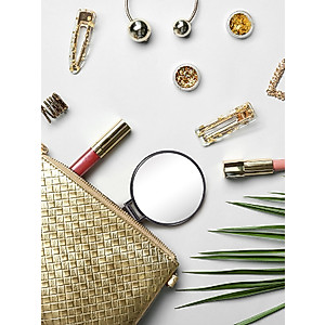 Qislee Compact Mirror Bulk, Round Makeup Mirror for Purse, Set of 4 (Black)