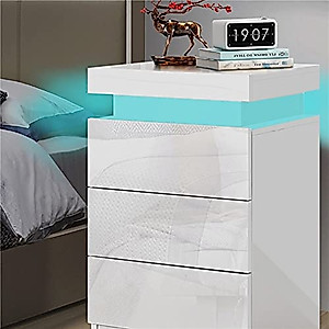 HIGOH Bedside Table LED Bedside Table Bedside Table Drawer Bedside Table Modern Bedside Lamp with Frame
