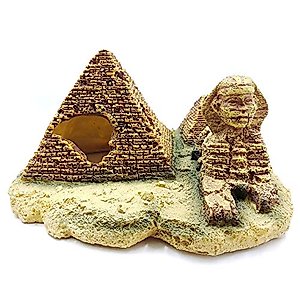 M2cbridge Aquarium Decor Castle Fish Tank Decoration Stands Egyptian Pyramid Rockery Hiding Cave Tree House Hideout (Egyptian Pyramid)