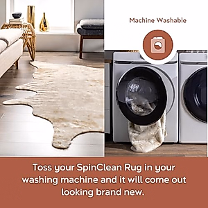 nuLOOM Marcia Machine Washable Faux Cowhide Area Rug, Shaped 5x7, Off-White