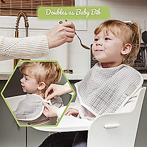 WeeSprout Unisex Set of 4 Organic Towel Cotton Burp Cloths Four Ultra-Absorbent Layers Keep Clothes Dry, Button Transforms Burp Cloth into Baby Bib, Machine Washable (Neutral Set, Full)