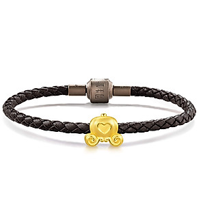 CHOW SANG SANG 999 24K Solid Gold Love Fairytale Carriage Mini Charm Bracelet for Women 92314C (Gold, 17 CM)