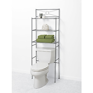 Zenna Home Metal Over-the-Toilet Bathroom Spacesaver, Satin Nickel