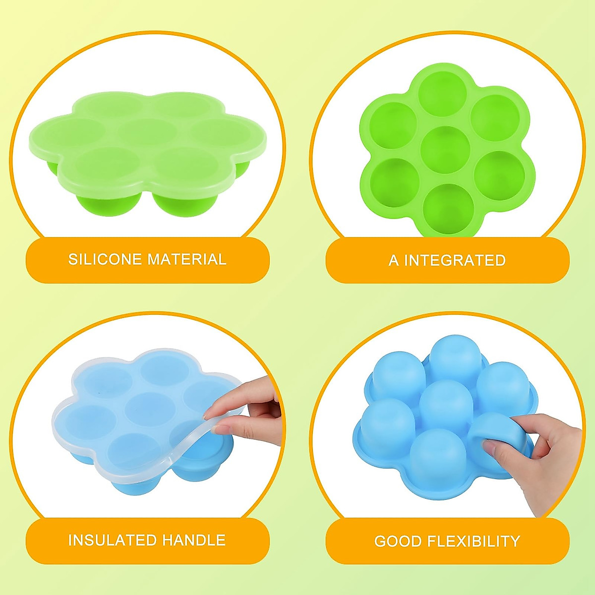 DragonflyDreams 4 Pack Silicone Egg Bites Molds, Air Fryer Egg Mold, Reusable Egg Bites Pan with Lid-Alternative to Sous Vide Egg Bite Maker for 5,6,8qt Pressure-Cooker-Accessories