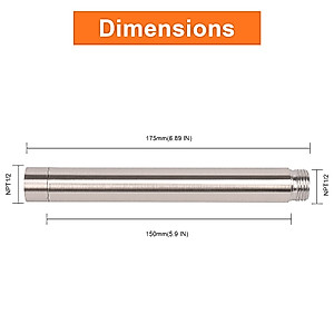 HarJue Shower Head Extension Arm, Shower Head Extender Water Outlet- Lowers Existing, Shower Pipe Extension for Bathroom, Made of Solid Metal Stainless Steel(6 Inch, Brushed Nickel)