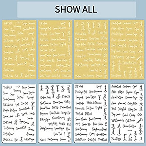 Simfree Kitchen Labels,276 Spice Jar Labels,Pantry Labels,White + Black Script Preprinted Stickers,Waterproof,Tear Resistant,Food Containers Organization Labels Organize Storage Containers,Black+White