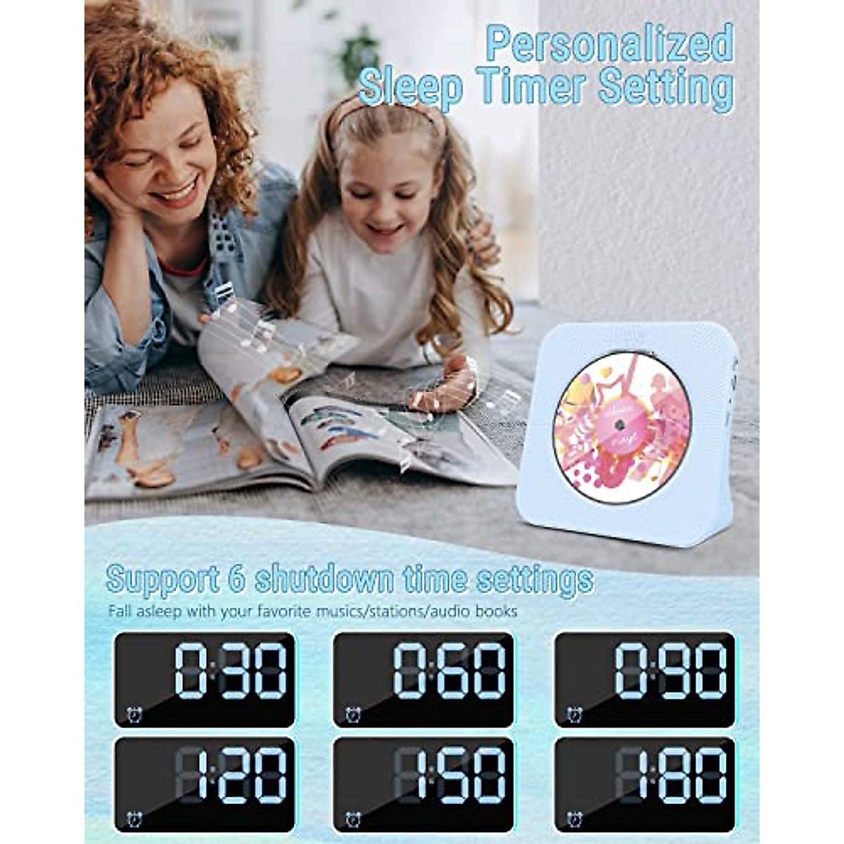 Greadio CD Player Portable with Bluetooth, 4000mAh Rechargeable Battery, HiFi Sound Speaker with Remote Control, Dust Cover, FM Radio, LED Screen,Support AUX/USB,Headphone Jack for Home,Kids,Kpop,Gift