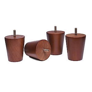 Sweet Melodi Round Wood Sofa/Couch/Chair/Ottoman Solid Wood Leg Walnut Finish (4 Inches,Set of 4)